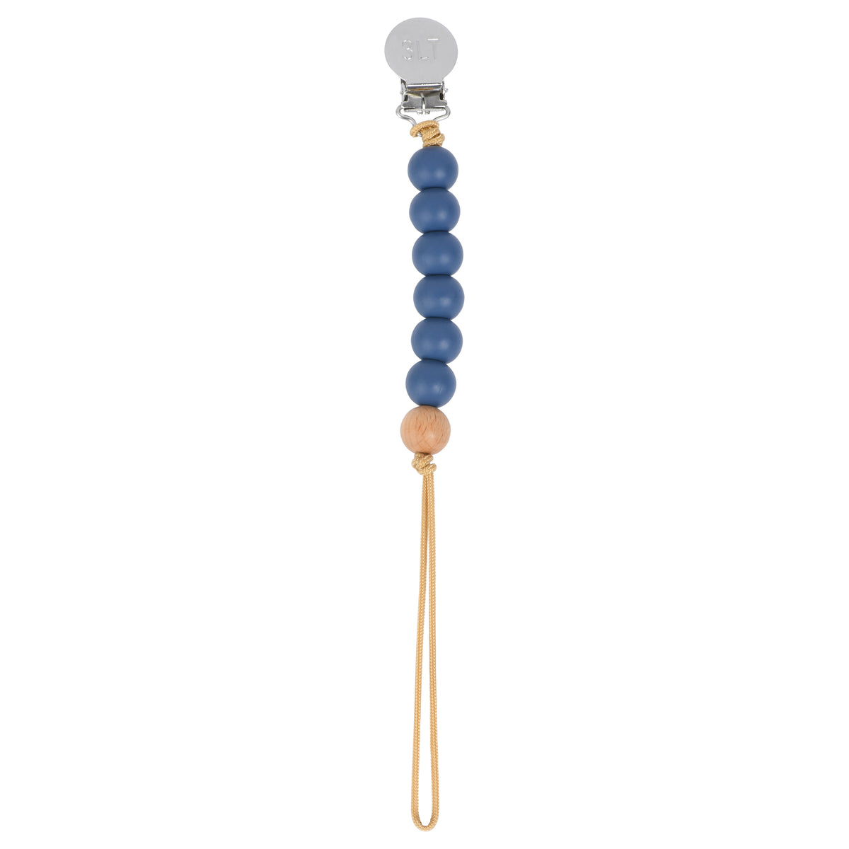 Denim Blue Silicone Beaded Pacifier Clip – Three Little Tots