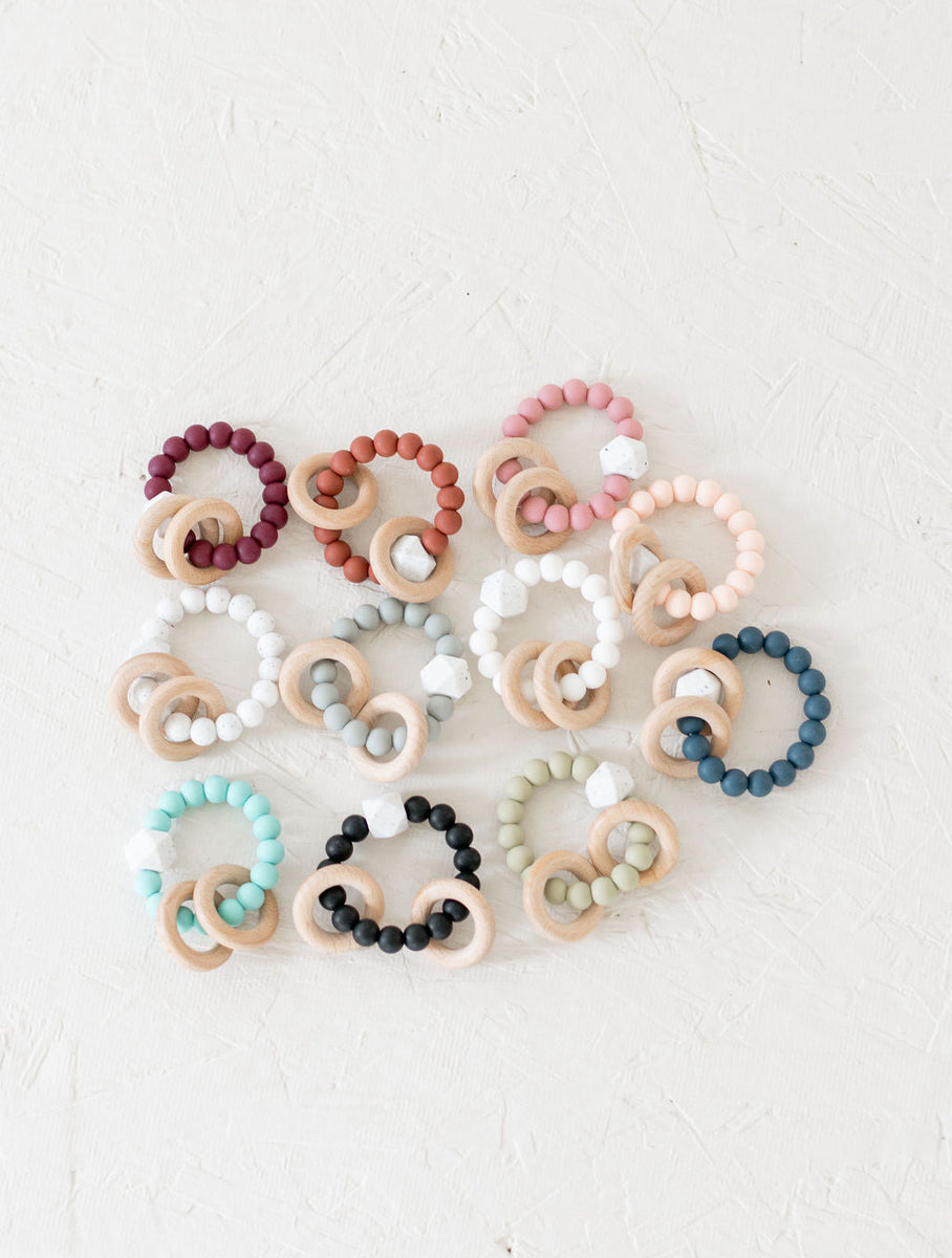 Silicone Beaded Rattle Rings – Three Little Tots