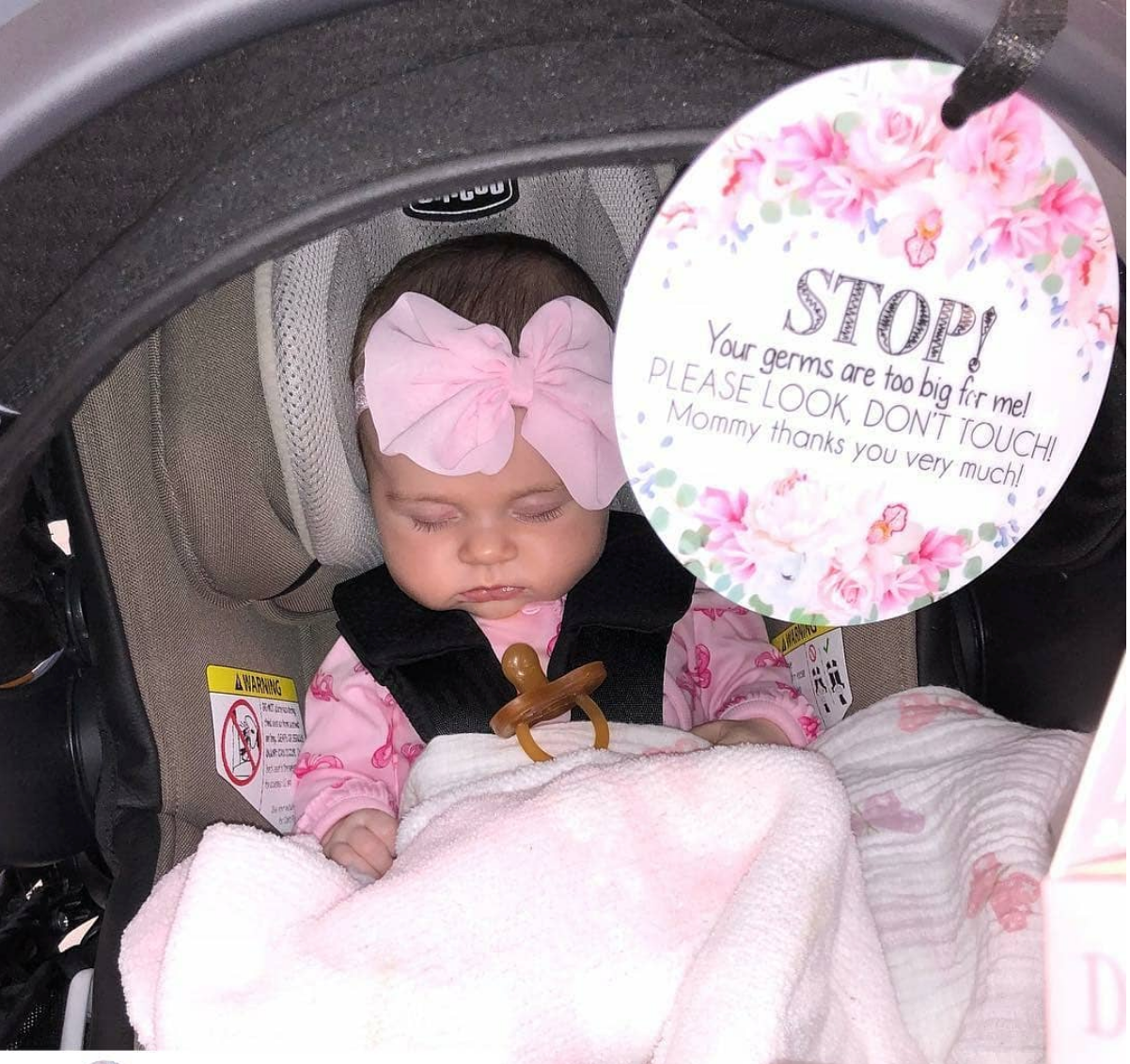 Flower No Touching Baby Car Seat Sign Tag – Three Little Tots